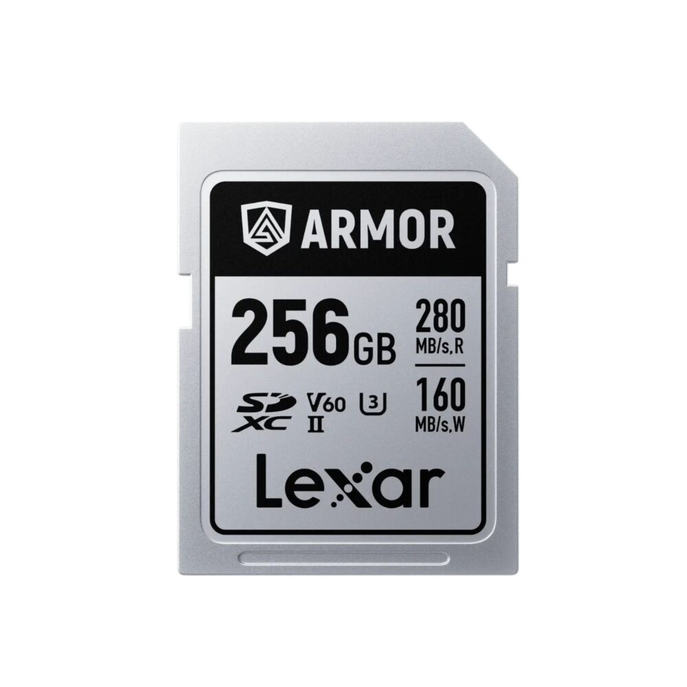 Lexar 256GB SDXC V60 Armor Silver Memory Card – Rugged, High-Speed Storage